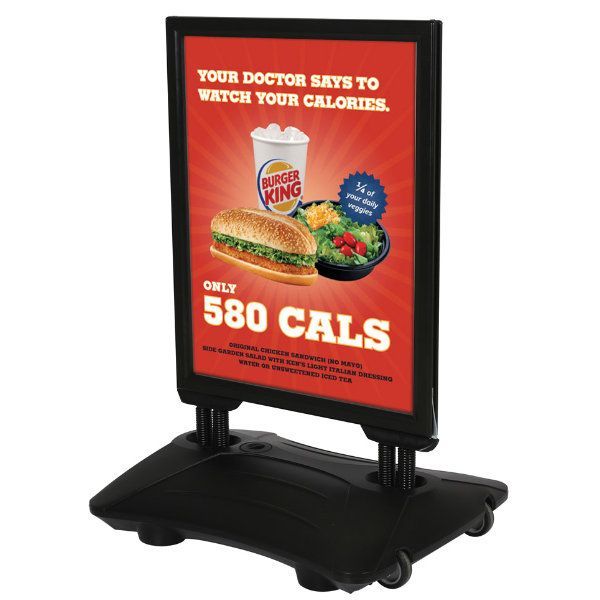 22"w x 28"h Slide-In WindPro Silver Frame Gray Water Base Sidewalk Sign